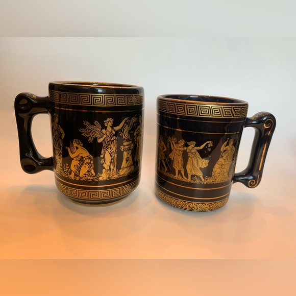 spyropoulos | Kitchen | Vintage Greek 24k Spyropoulos Mugs Black And ...